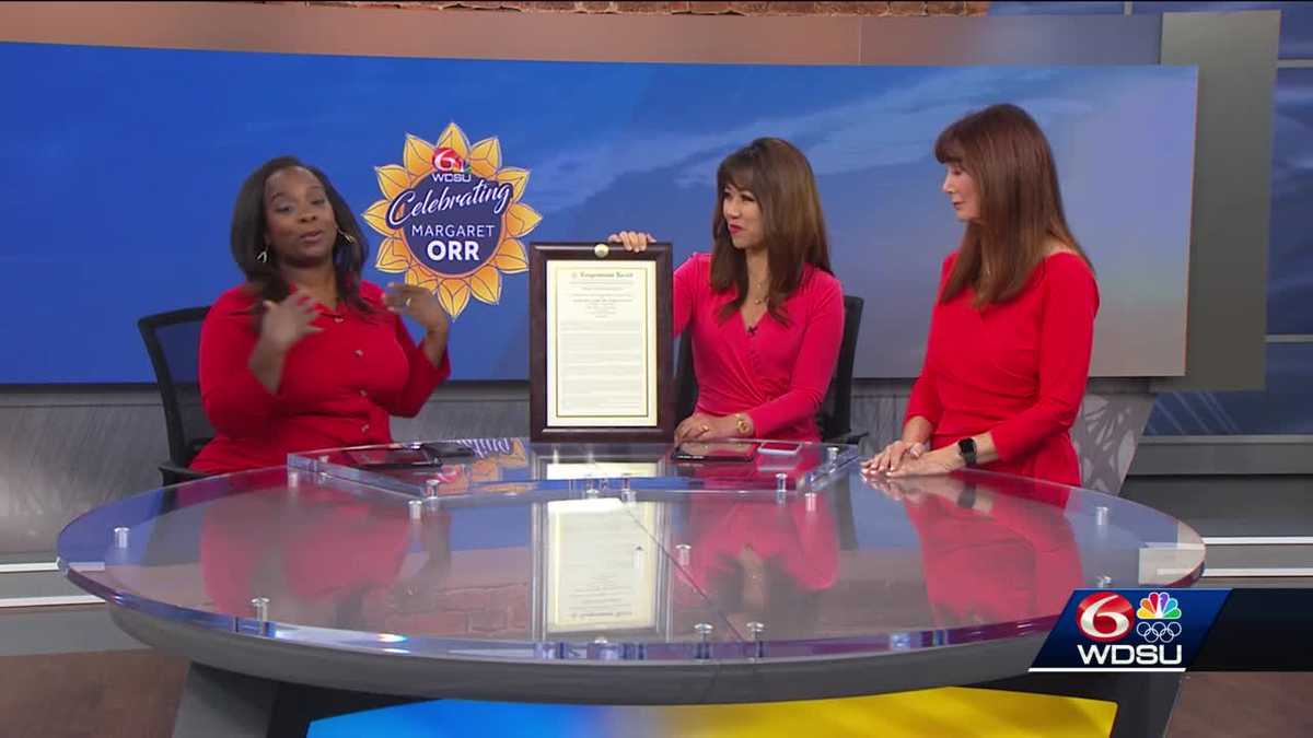 Louisiana Rep. Troy Carter presents Margaret Orr with a proclamation ...