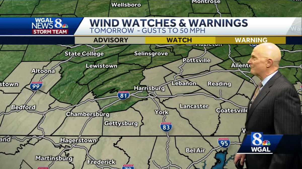 Damp Monday, strong wind gusts Tuesday