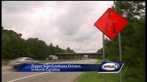 Zipper road sign confuses drivers