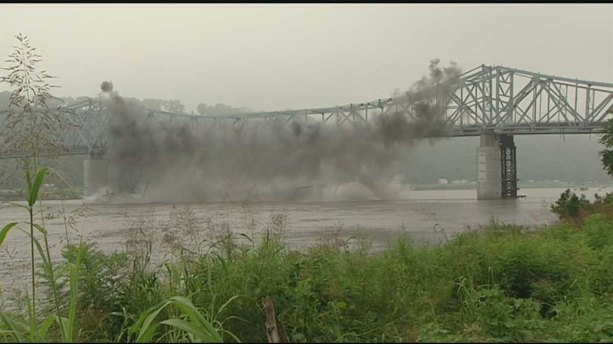 Explosives bring down part of Madison-Milton bridge