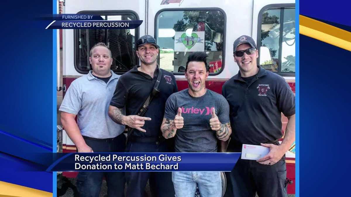 Recycled Percussion gives donation to Matt Bechard