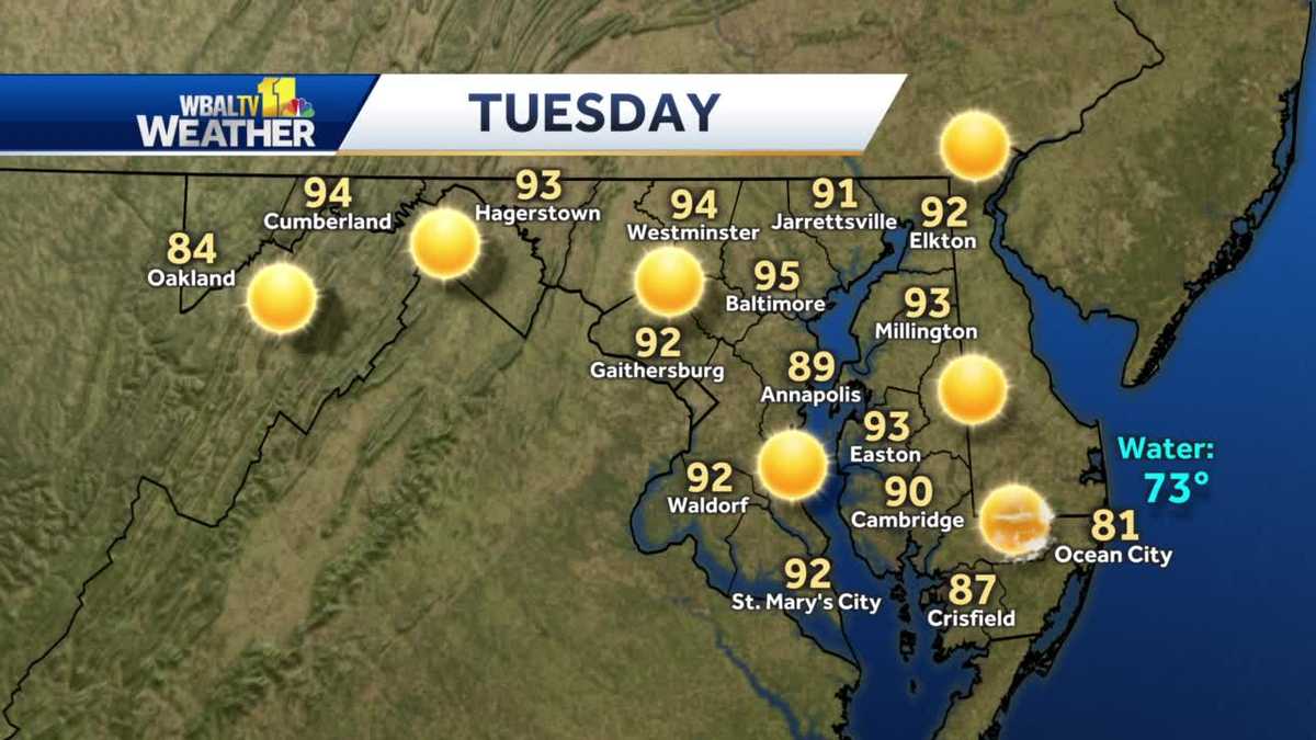 Sunny, hot, humid Tuesday