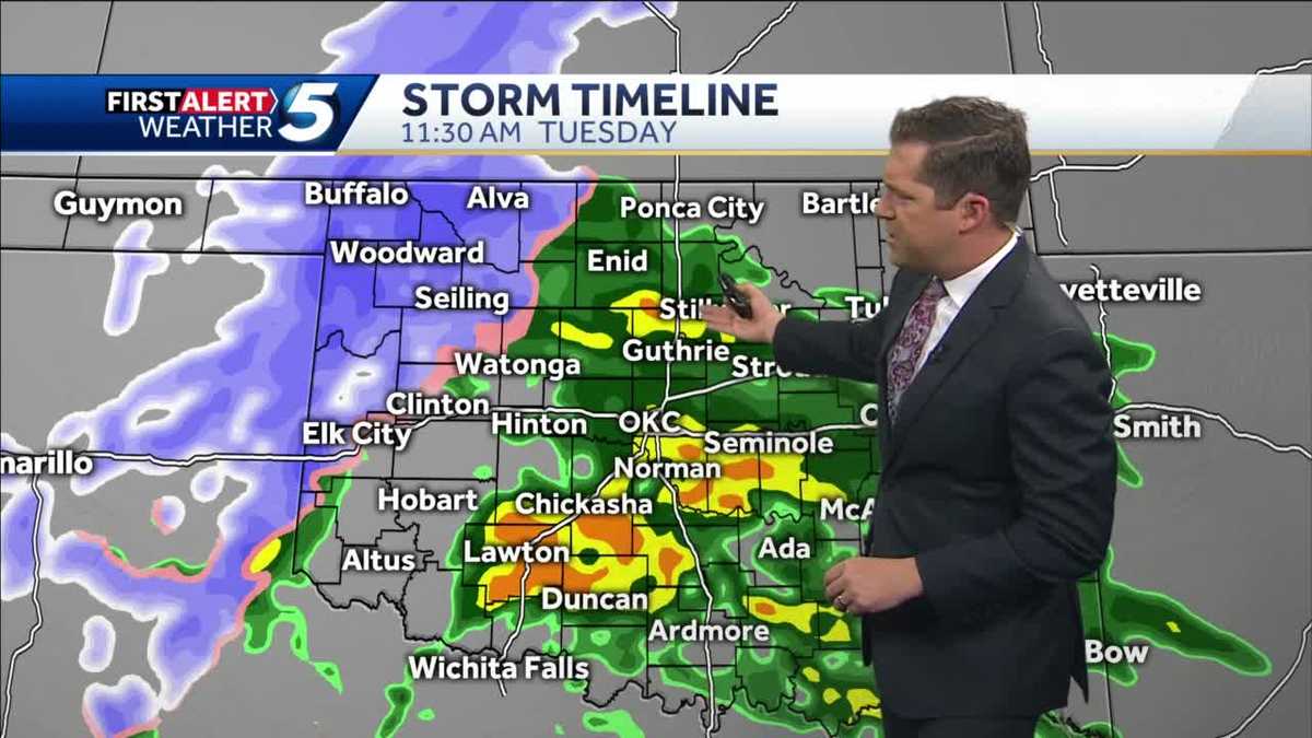Timeline: When rain will change to snow Tuesday in parts of Oklahoma
