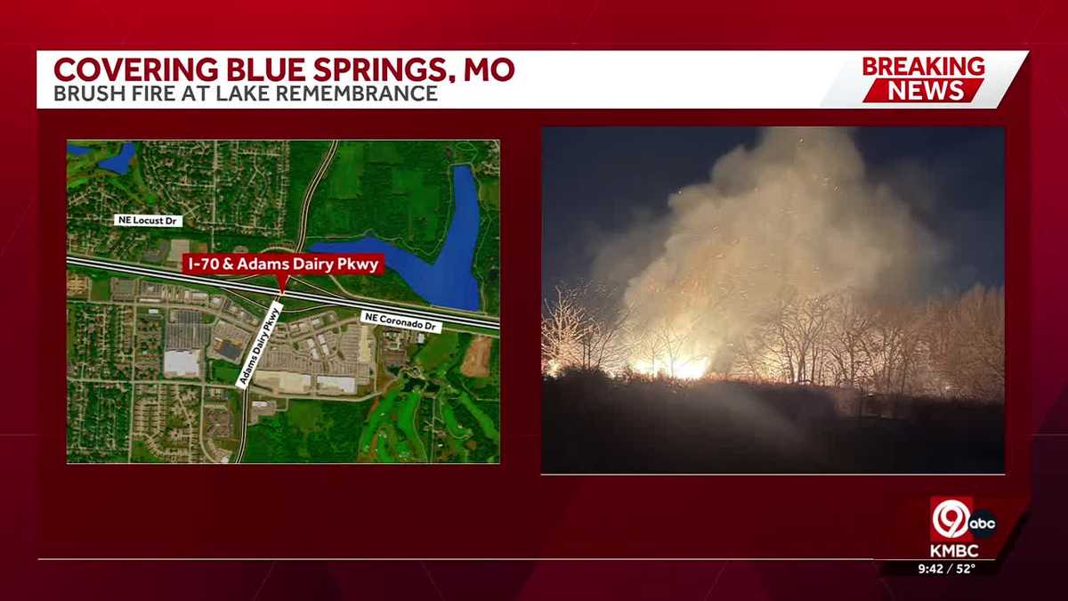 Brush fire reported near Lake Remembrance in Blue Springs