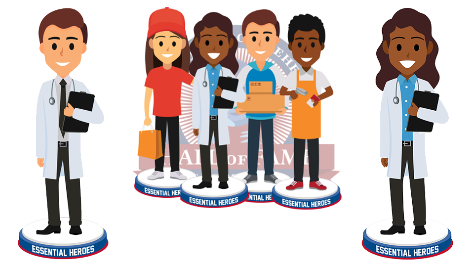 Bobbleheads of essential heroes on the frontlines of coronavirus pandemic