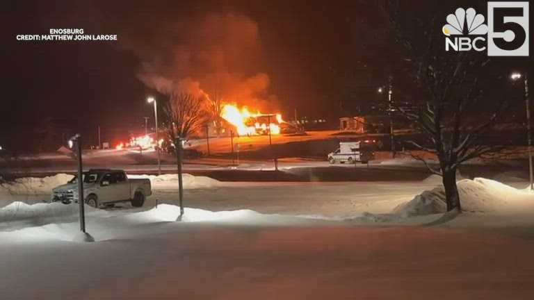 Enosburg home destroyed by fire; firefighter slips on ice