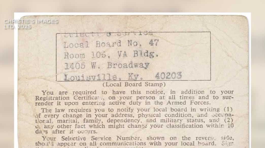 Muhammad Ali's draft card up for auction