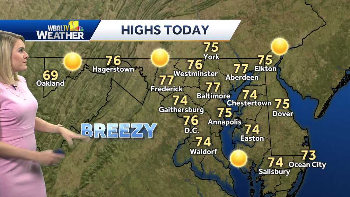 Mostly sunny, low humidity for Friday with temps only in 70's