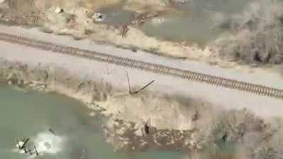 The runway at Offutt Air Force Base is under water