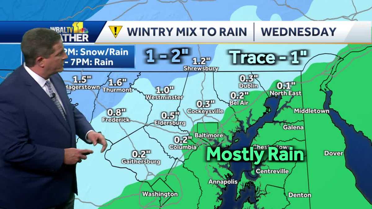 Wintry mix Wednesday morning to transition to rain
