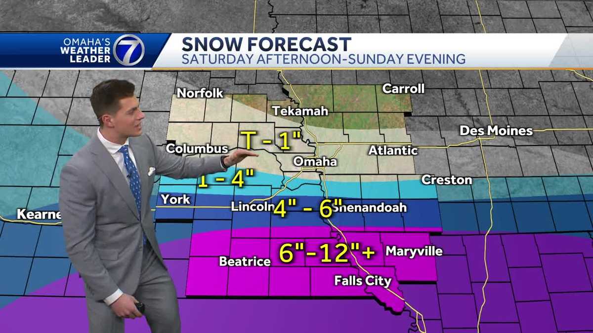 Big snowfall expected south of Omaha tomorrow morning