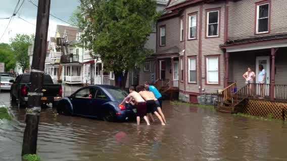 Rain causes flooding in Burlington Wednesday afternoon