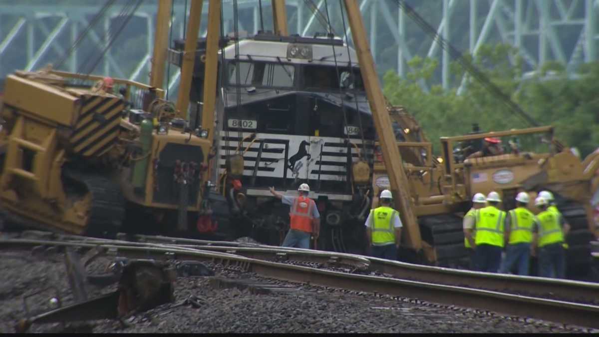Cars being rerailed, soil replaced after fiery train crash in Sewickley