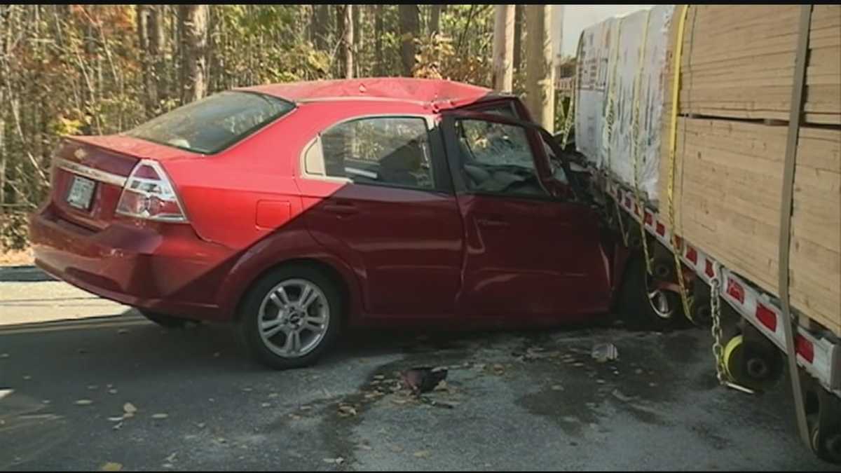 Car lodges under tractor-trailer truck in New Hampshire