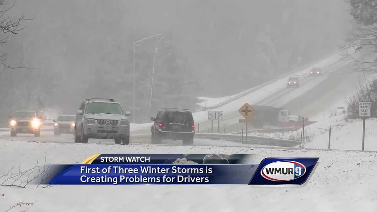 1st of 3 winter storms moves into NH