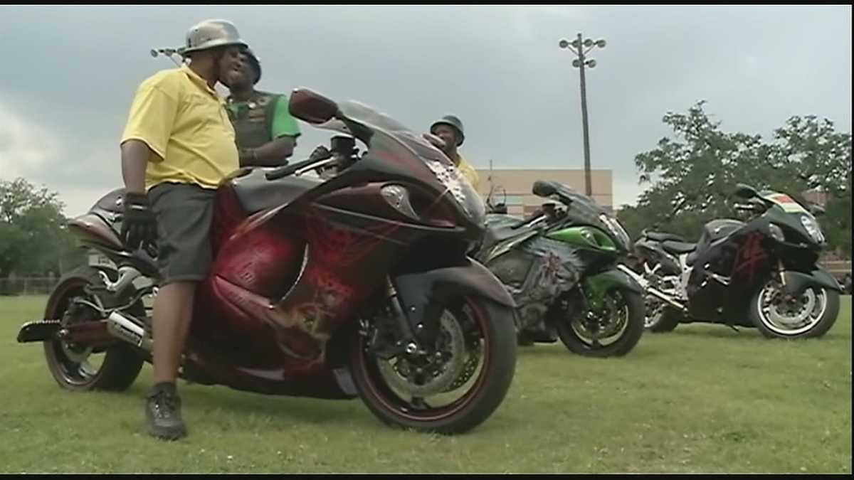 Group stands together against violence by riding motorcycles