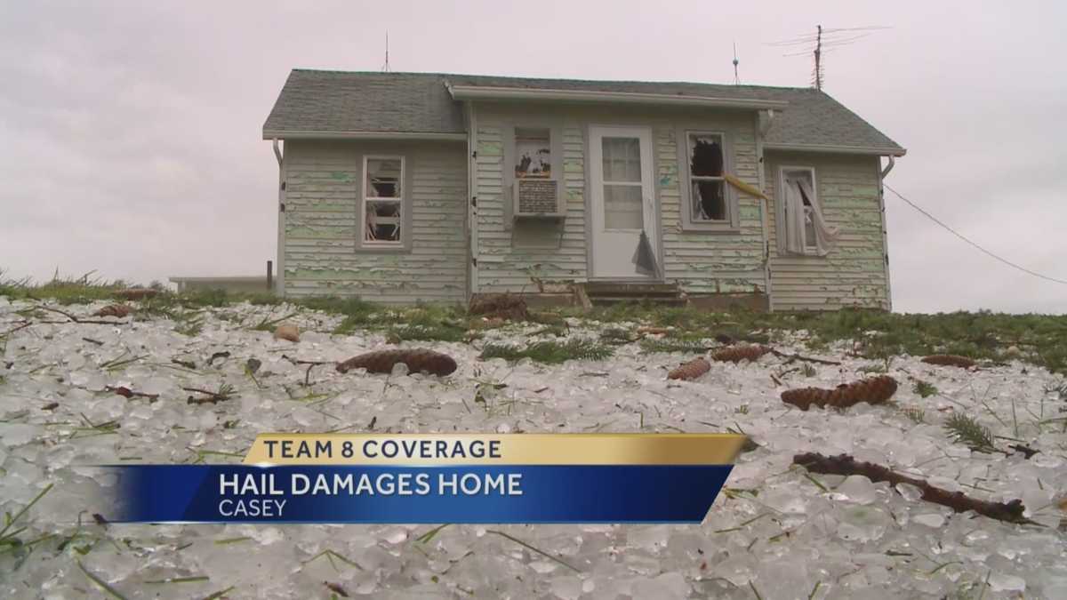 Hail breaks windows, siding before pooling around home