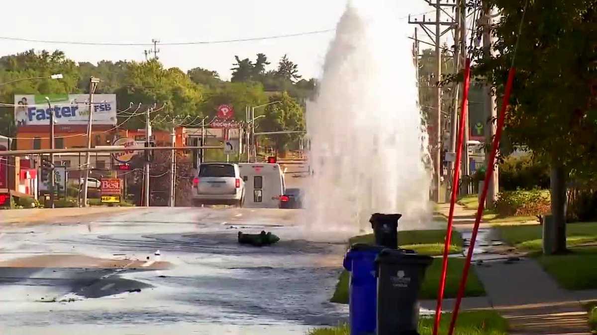 RAW: Crash turns hydrant into geyser