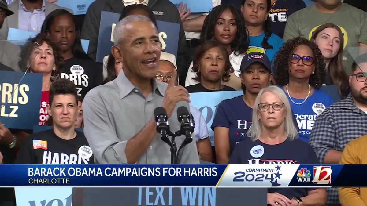 Former President Obama rallies for Harris/Walz in Charlotte