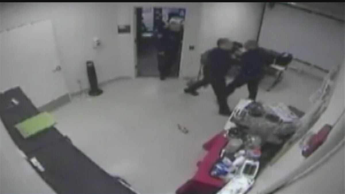 Squad room scuffle caught on camera