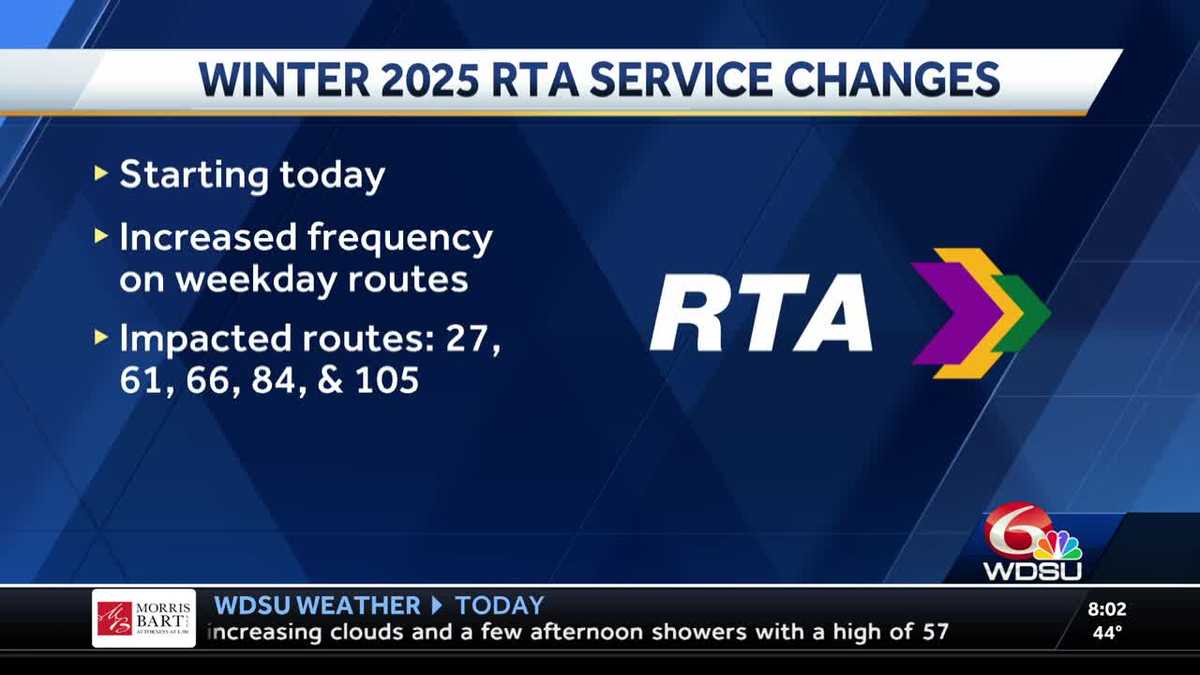 New Orleans RTA launches winter 2025 service schedule
