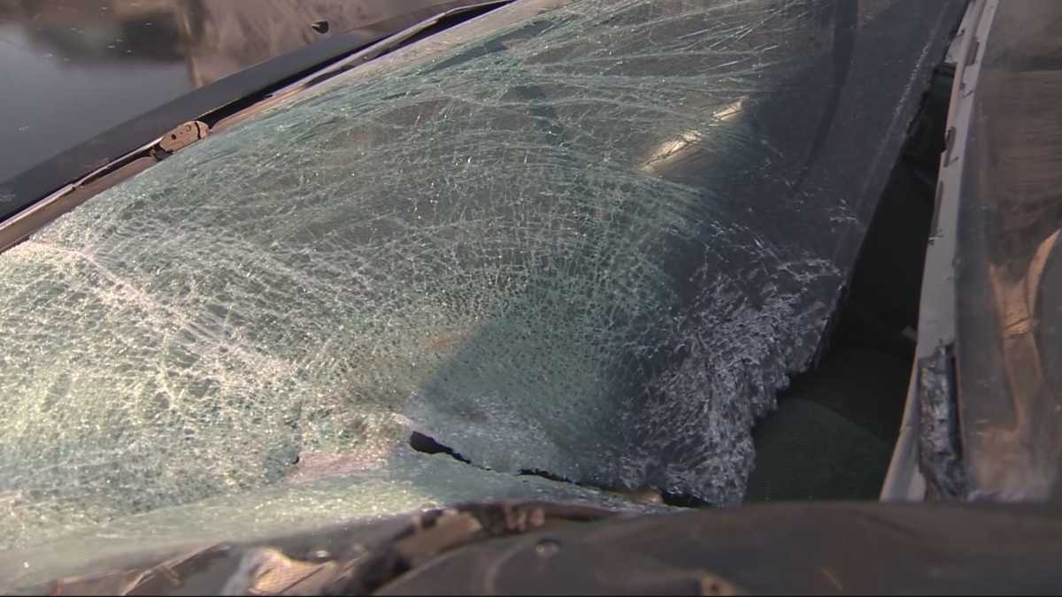 Injuries reported after tires fly into car windshield