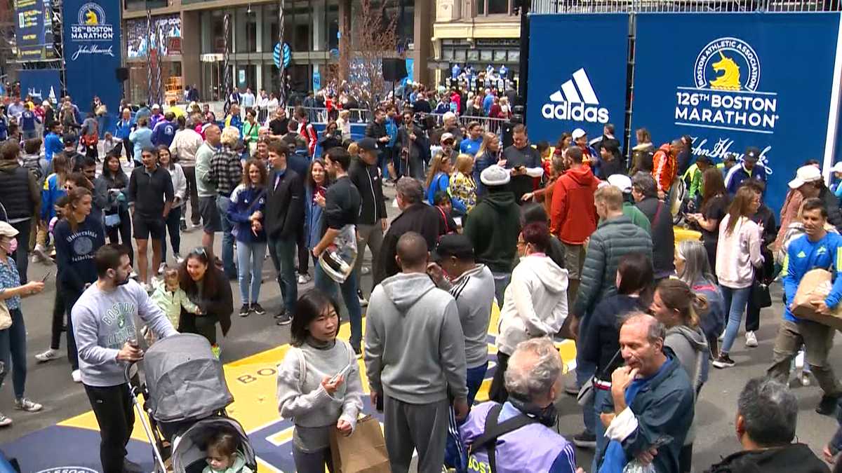Excitement, crowds building in Boston ahead of Marathon Monday