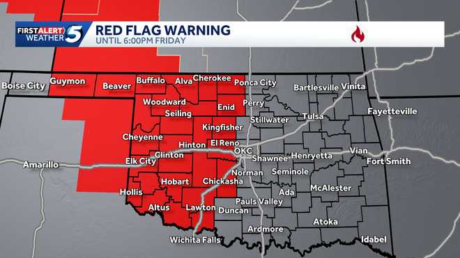 Parts of Oklahoma under red flag warning amid high fire risk
