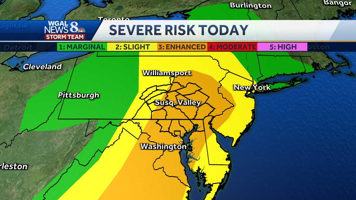 Strong storms this afternoon and evening in south-central Pennsylvania