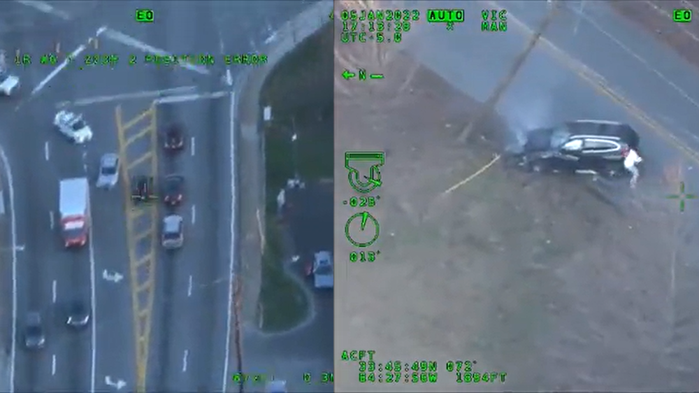 Georgia: Police helicopter helps track suspect in chase