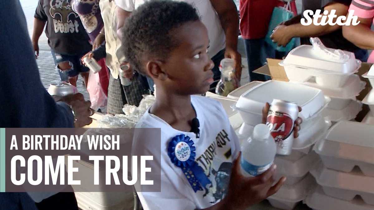 7-year-old boy feeds the homeless as his birthday wish