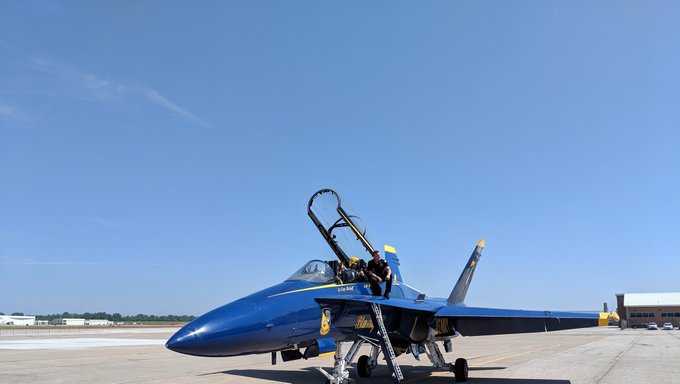 Watch the U.S. Navy Blue Angels arrive in Kansas City for KC Airshow