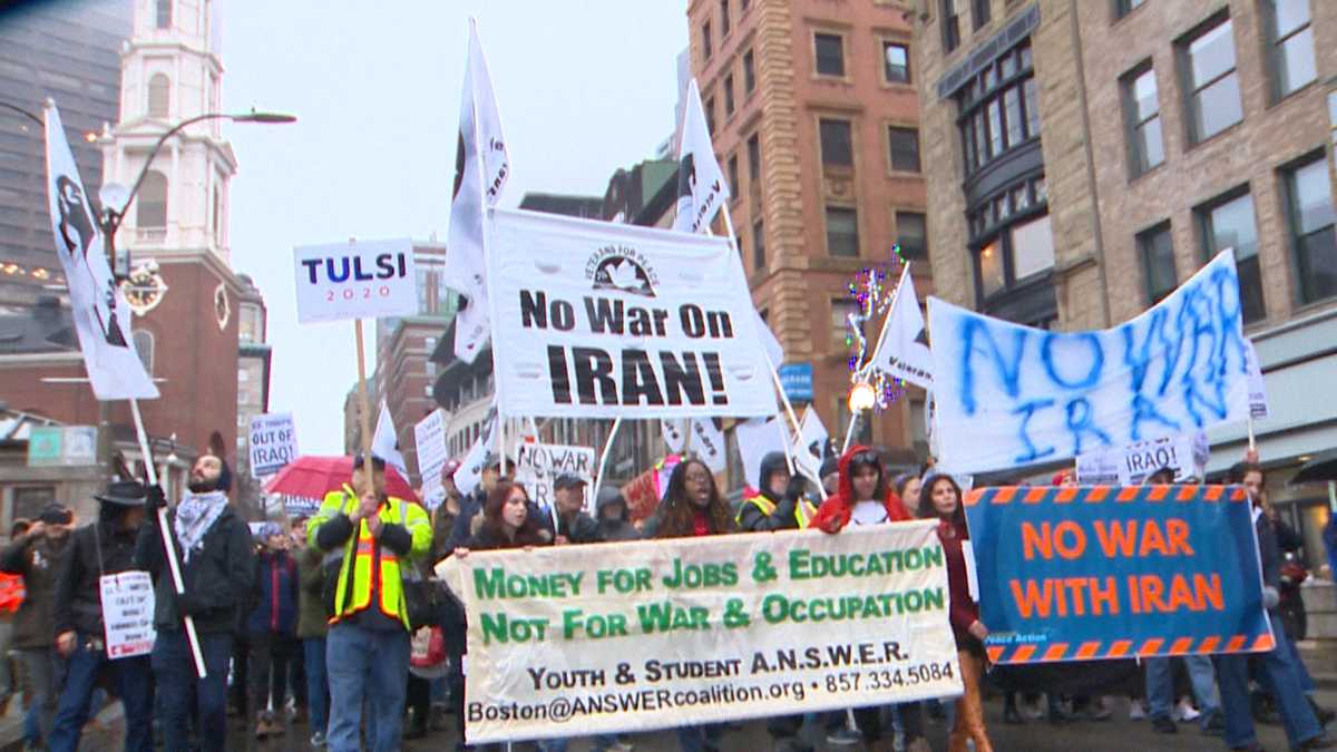Hundreds gather in Boston to protest killing of Iran general
