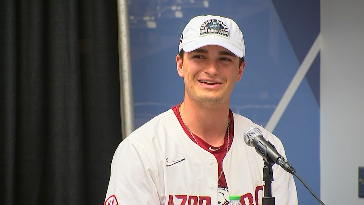 Razorback Brady Slavens talks after game-winning hit