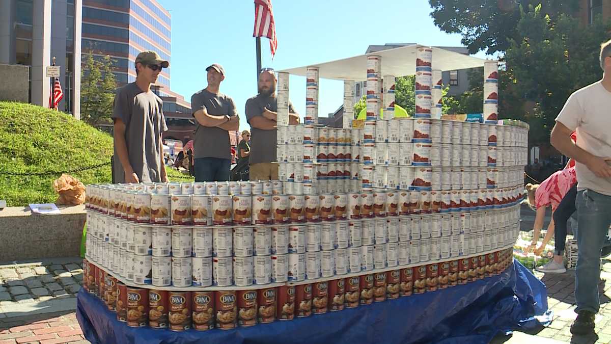 Canned food turned into sculptures helps feed hungry Mainers