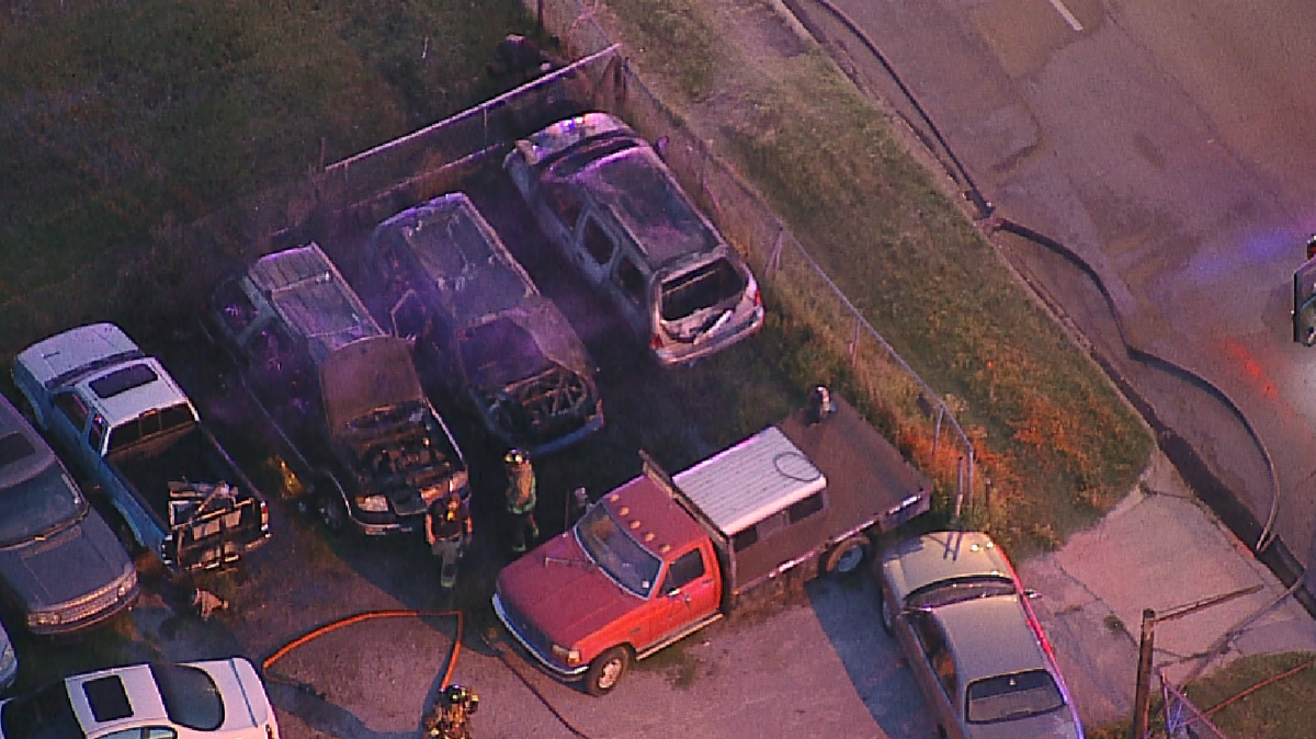 Oklahoma City crews respond after cars catch fire on property