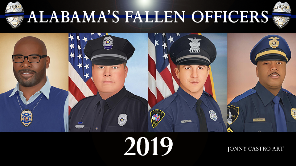 Portraits of Alabama's four fallen officers in 2019