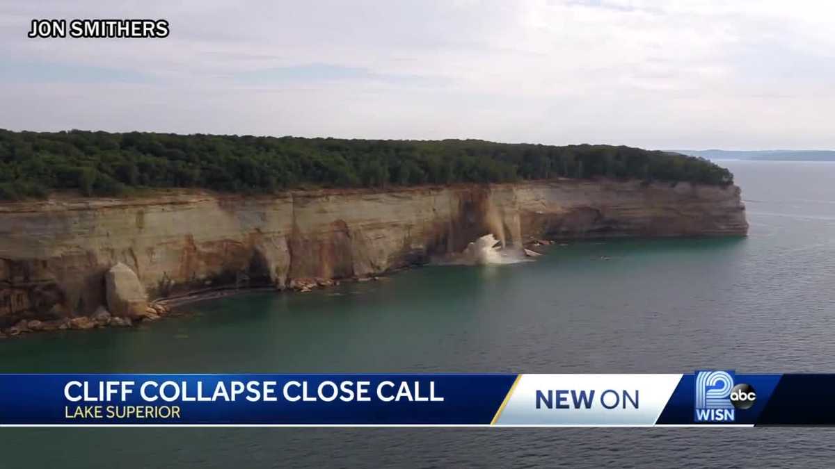 Cliff collapses, nearly hits kayakers