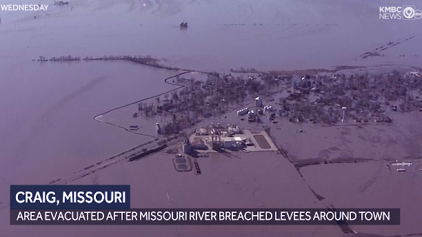 Aerials from News Chopper 9 of flooding in northwest Missouri.