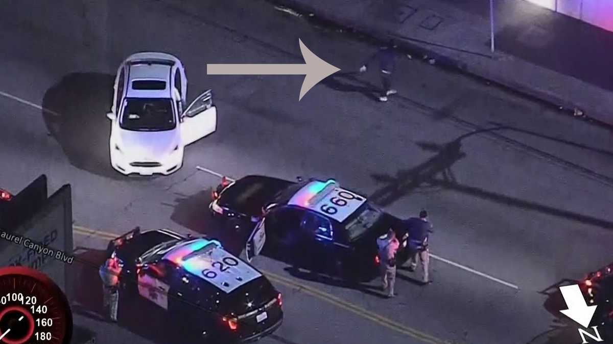 California highway chase ends with suspect dancing