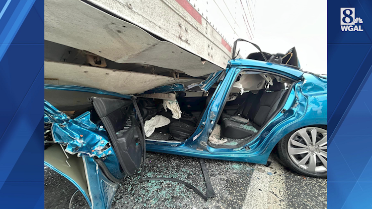Car ends up under tractor-trailer in Dauphin County, Pa.