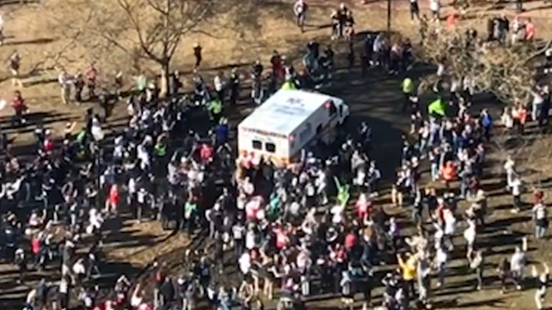 Boston Strong! Fans rescue ambulance during Patriots' parade
