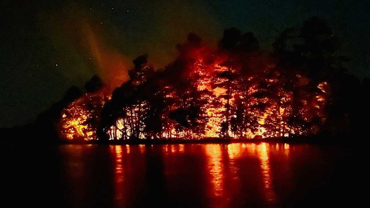 Fire on island in Maine lake will continue smoldering for days
