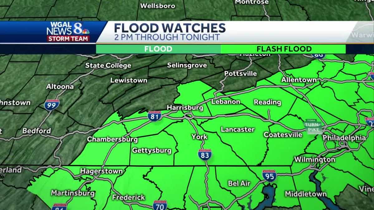 Central Pa. weather: Flash flood watch in effect