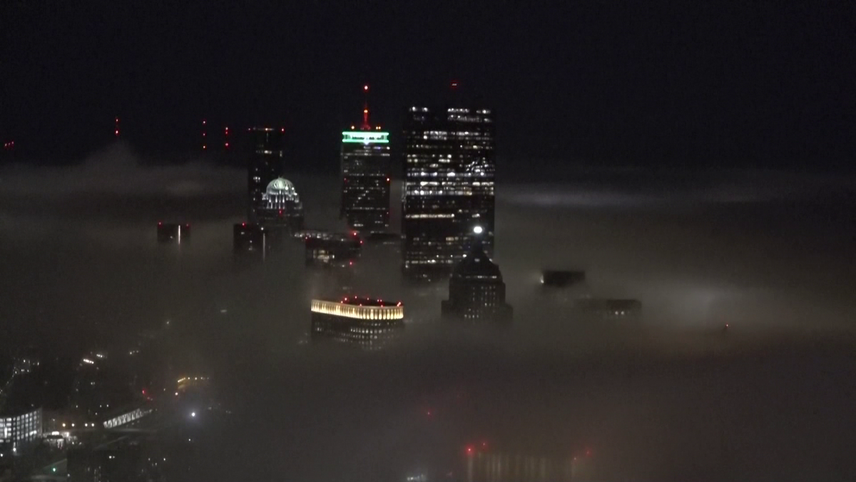 Timelapse: Thick blanket of fog rolls in over Boston