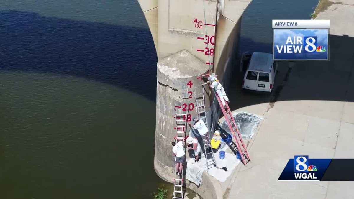 Harrisburg flood markers touched up for Agnes anniversary