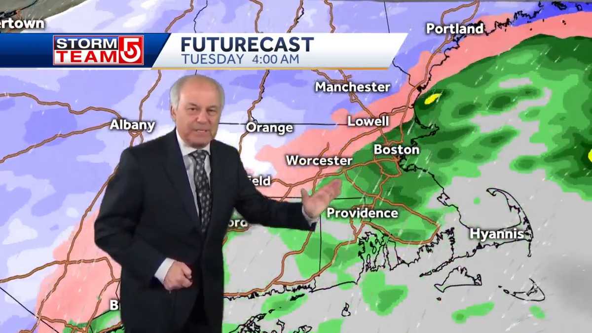 Video: Rain-snow line to move north of Boston by morning