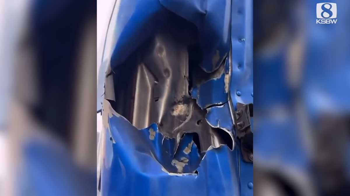 Video: 'Commercial grade firework' puts hole in semitruck, police say