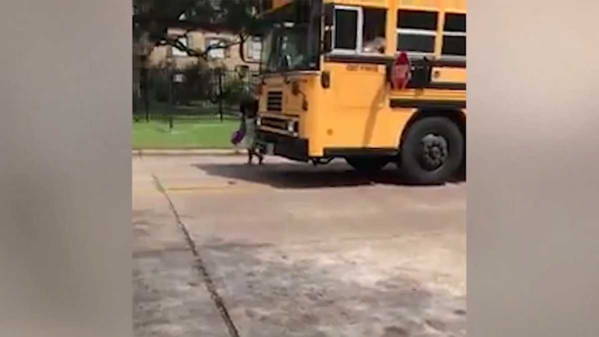 Heart-stopping video shows a car blow past stopped school bus, narrowly ...