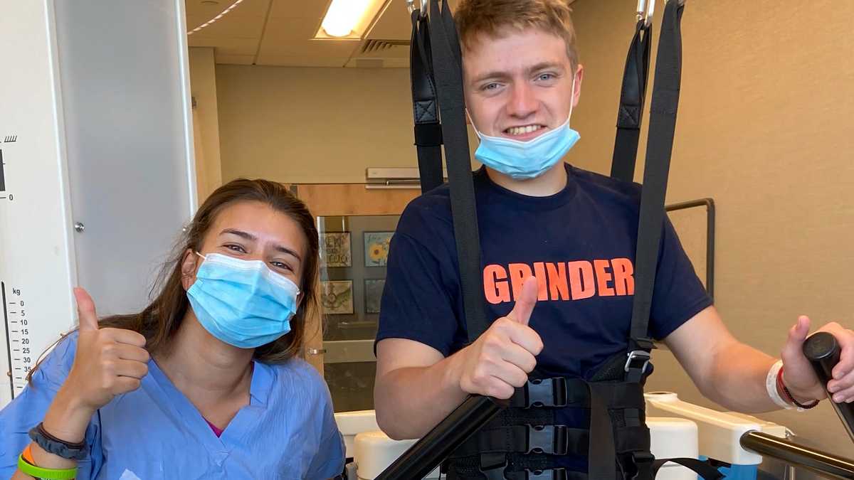 Mass. teen seriously injured in hockey game vows to walk again